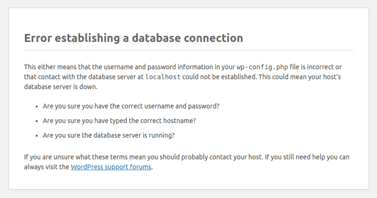Fix “Error Establishing a Database Connection” in WordPress